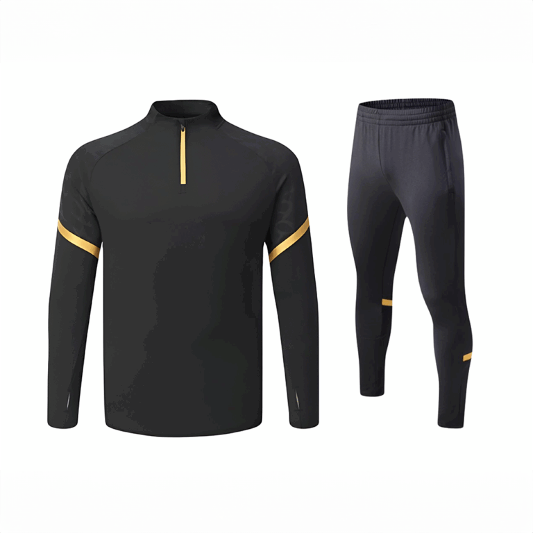 Black / Gold Sports Tracksuit - E30 - (Adult / Youth) - PlusPrinting